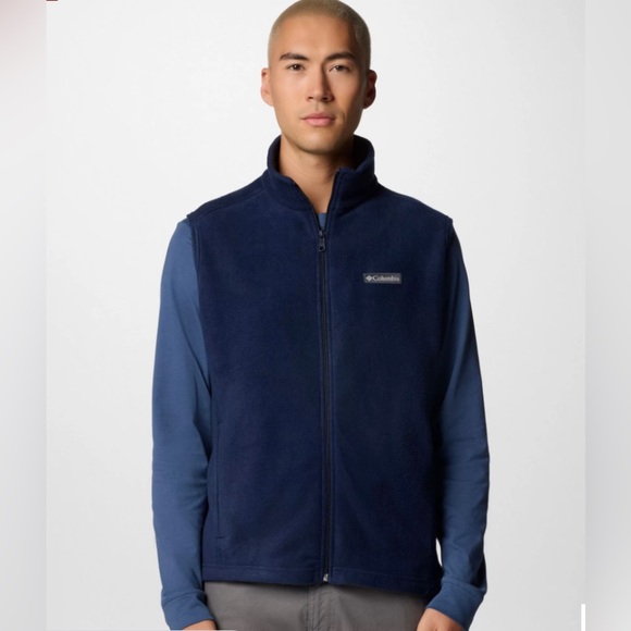 Columbia | Jackets & Coats | Columbia Blue Fleece Vest With Standup ...